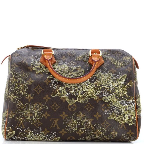 Louis Vuitton | Bags | Louis Vuitton Speedy Handbag Limited Edition Monogram Dentelle 3 Brown ...